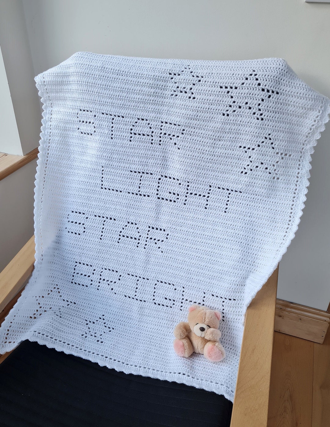 Crochet Baby Blanket Pattern Star Light Star Bright Filet Crochet ...