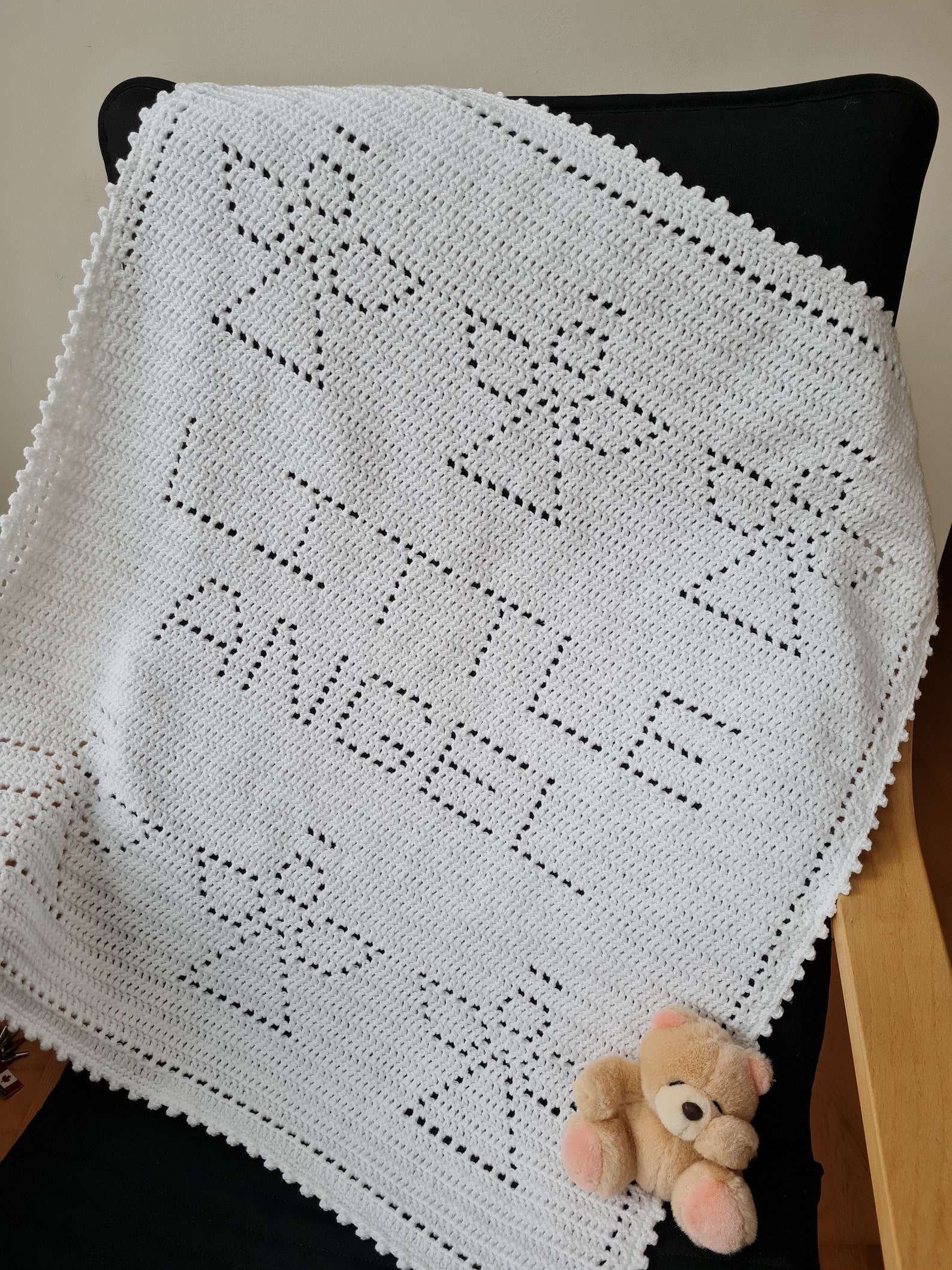 Crochet Blanket Pattern Little Angel Filet Blanket PDF Uk & - Etsy