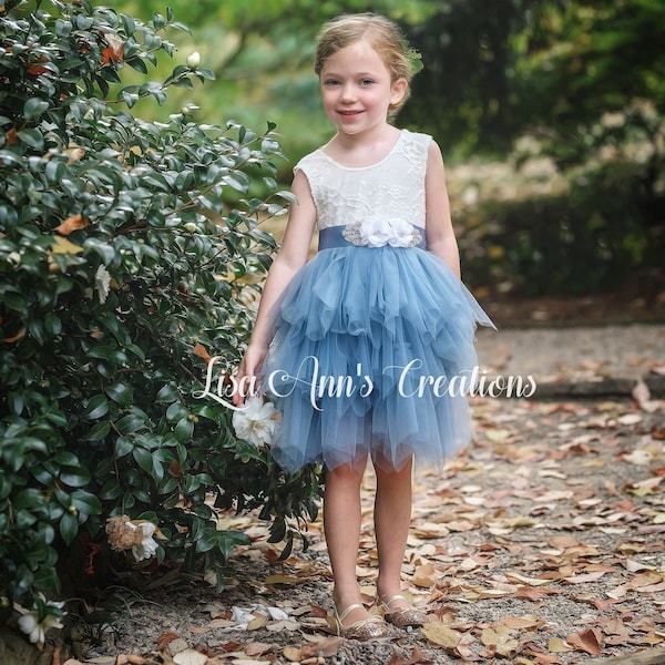 Dusty Blue Flower Girl Dress - Etsy