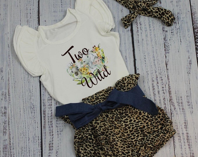 Two Wild Girl Birthday Outfit 2nd Birthday Personalized Animal | Etsy