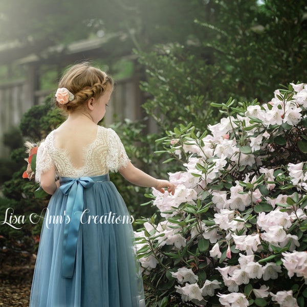 Dusty Blue Flower Girl Dress - Etsy