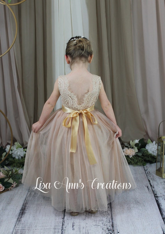 Beige Flower Girl Dresses