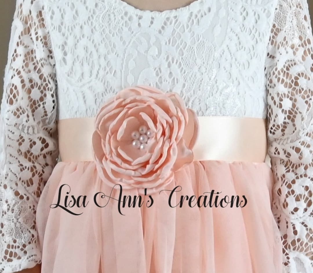 Flower Girl Sash Satin Flower Sash With Pearls Junior Bridesmaid Sash ...