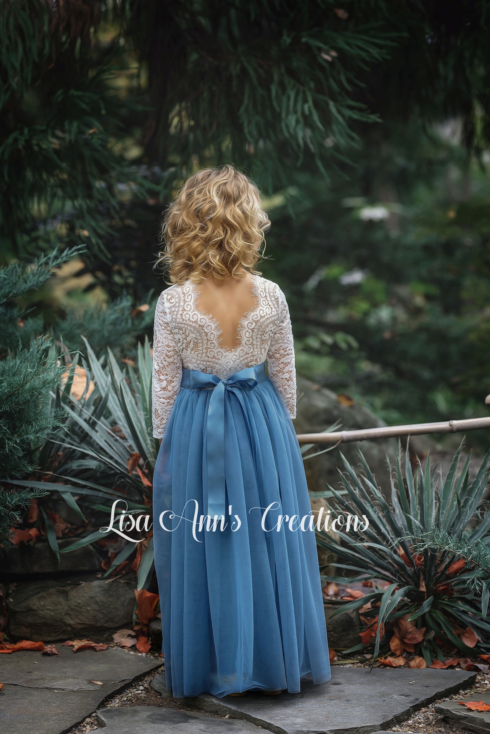 Dusty Blue Flower Girl Dress Tulle Flower Girl Boho Flower - Etsy