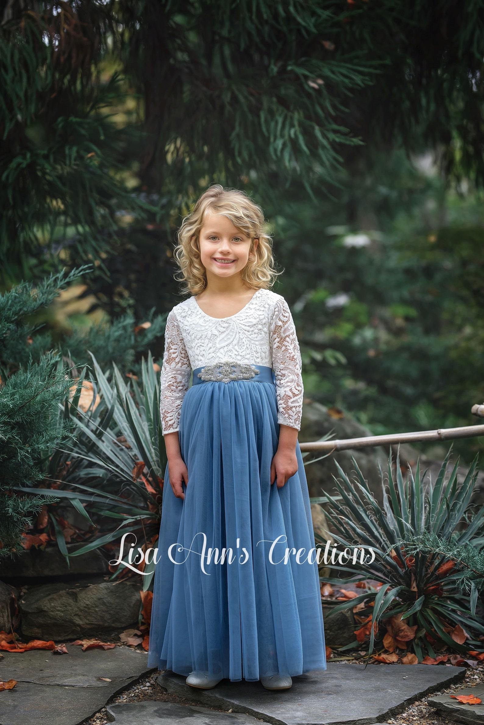 Dusty Blue Flower Girl Dress Tulle Flower Girl Boho Flower - Etsy