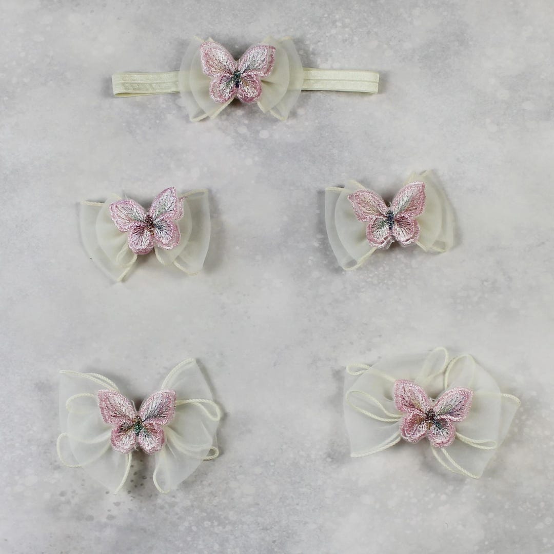 Ivory Butterfly Hair Clip With Light Pink Butterflies - Etsy