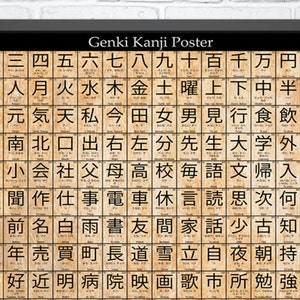 Genki Kanji Poster Japanese Language Learning Poster - Etsy