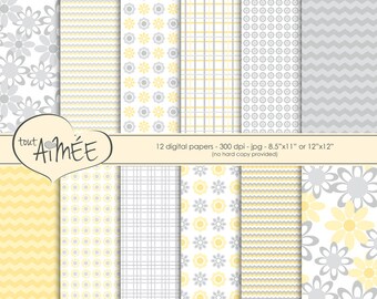 Yellow Grey Chevron | Etsy