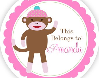 Sock Monkey Labels | Etsy