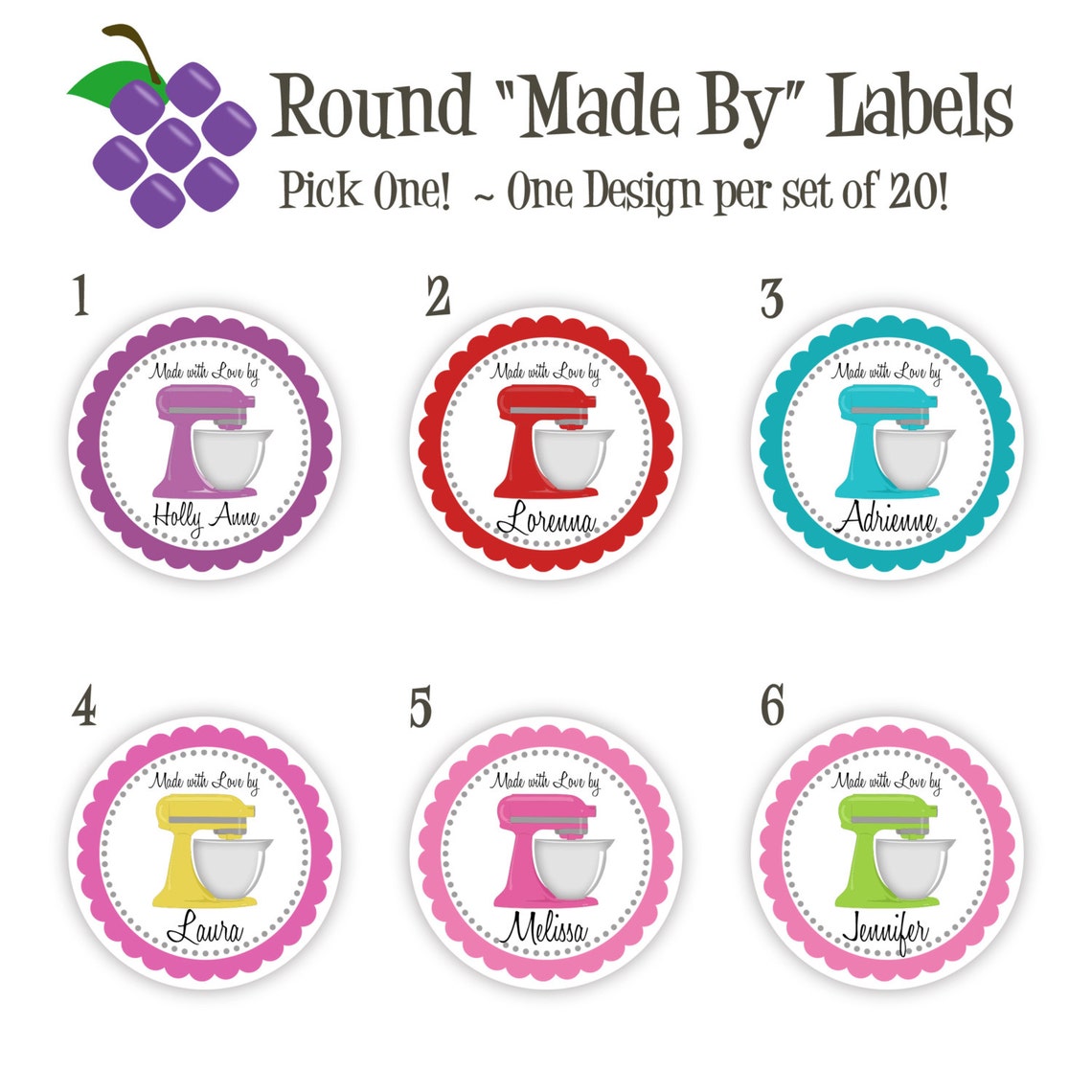 Kitchen Stickers - Cute Hot Pink, Grey, Kitchenaid Mixer, Food Cooking ...