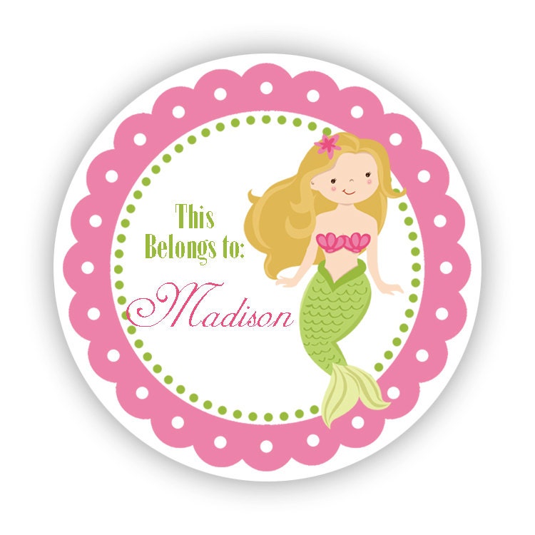 Ocean Girl Mermaid Name Tag Stickers Back to School Name Labels This ...