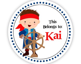 Personalized Name Label Stickers Black and Blue Polka Dots | Etsy