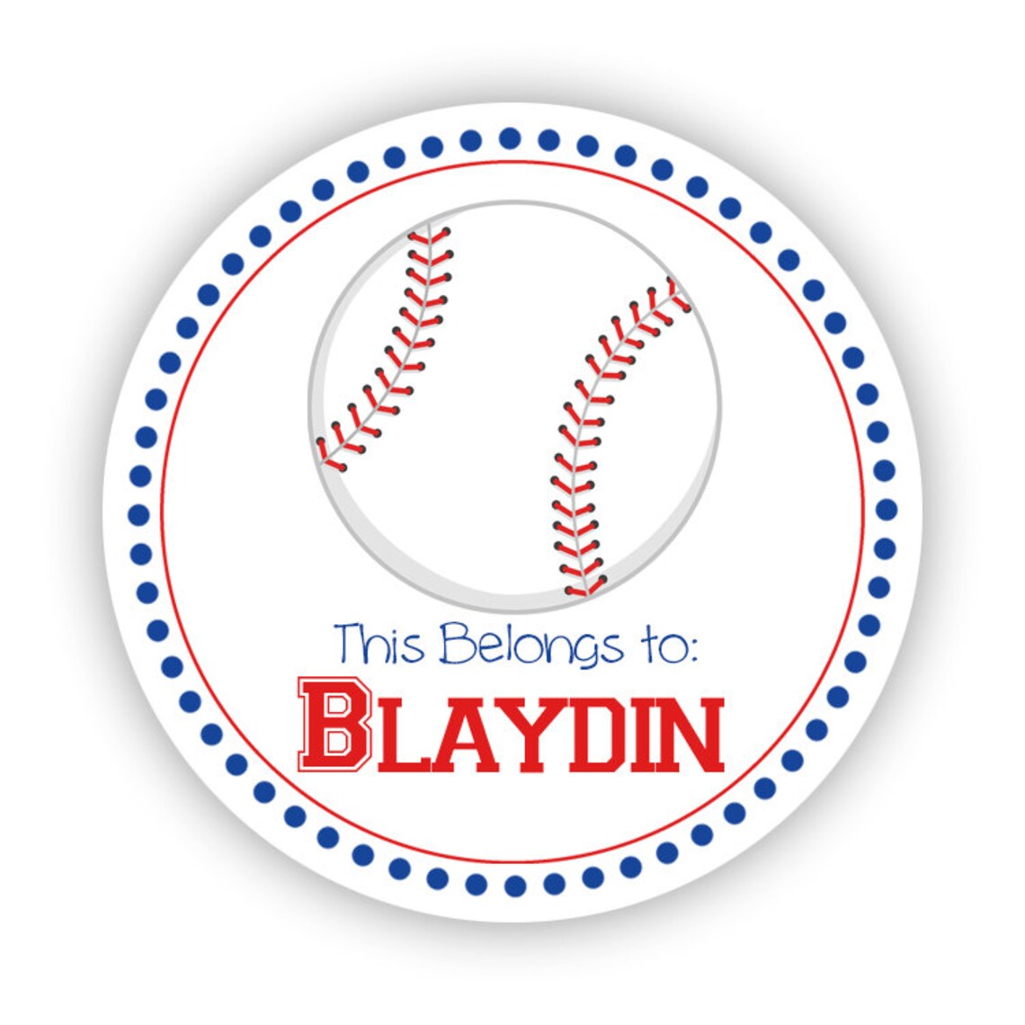 Personalized Name Label Stickers Blue and Red Sport Baseball | Etsy