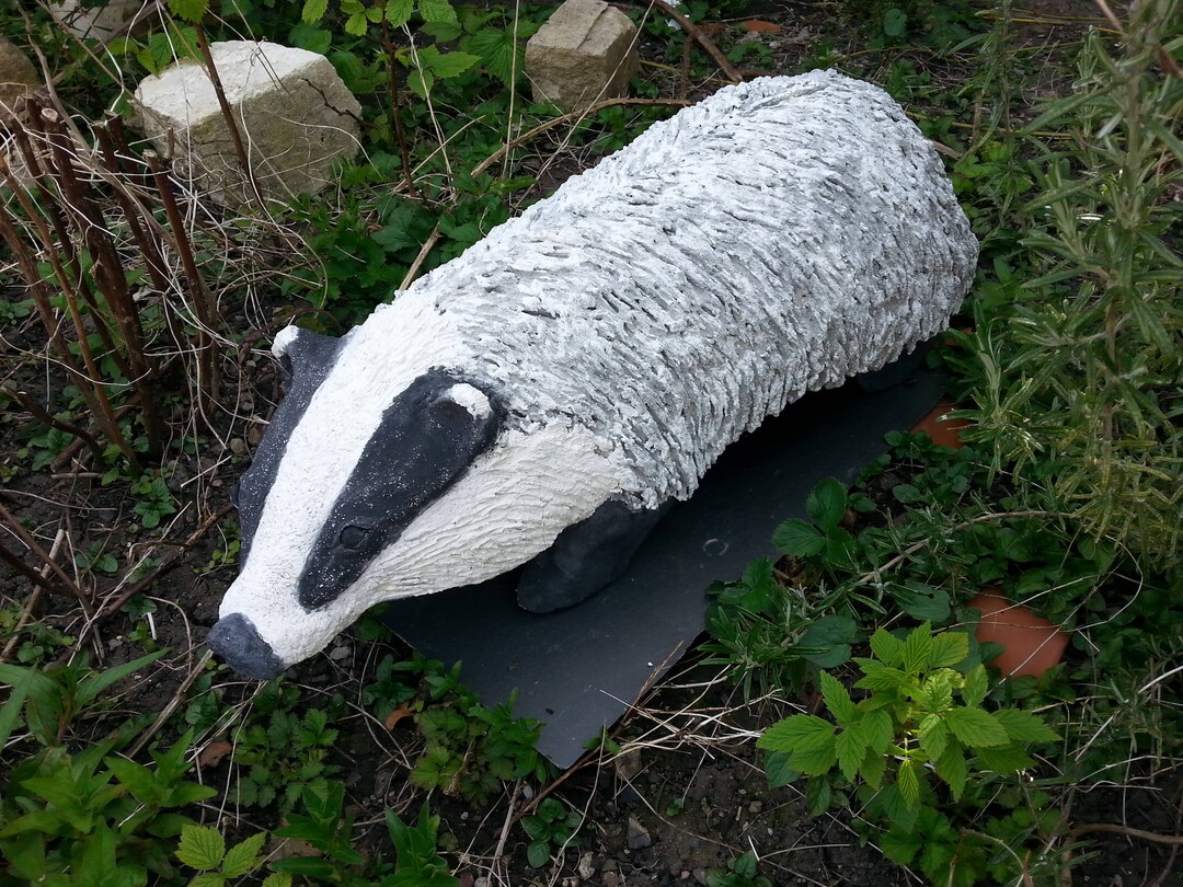 Life Size Badger Garden Sculpture Hand Made From Layers of Coloured ...