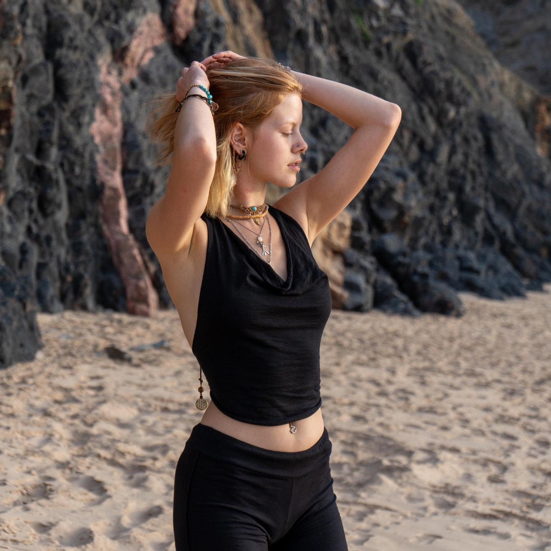 Light Cotton Halter Top, Tie Neck & Back, Sleek Silhouette, Open-back ...