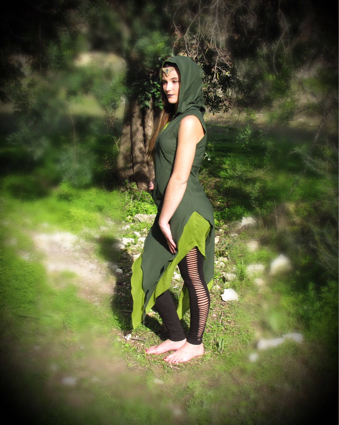 Green Faerie Hoodie, Tinker Bell Costume, Pixie Hood Tunic, Elf Tunic ...