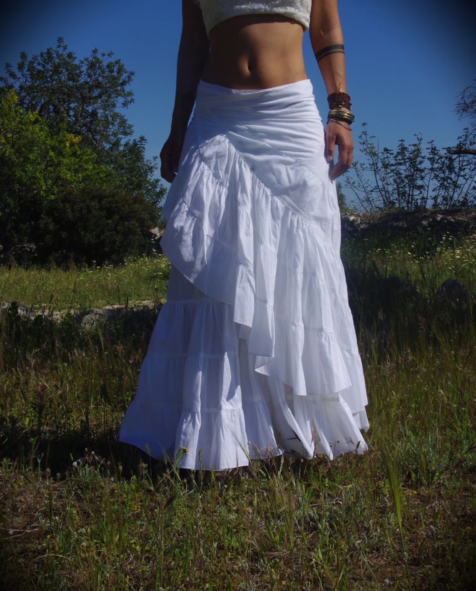 Witte lange rok bruiloft rok Maxi Rok Godin Rok Festival | Etsy