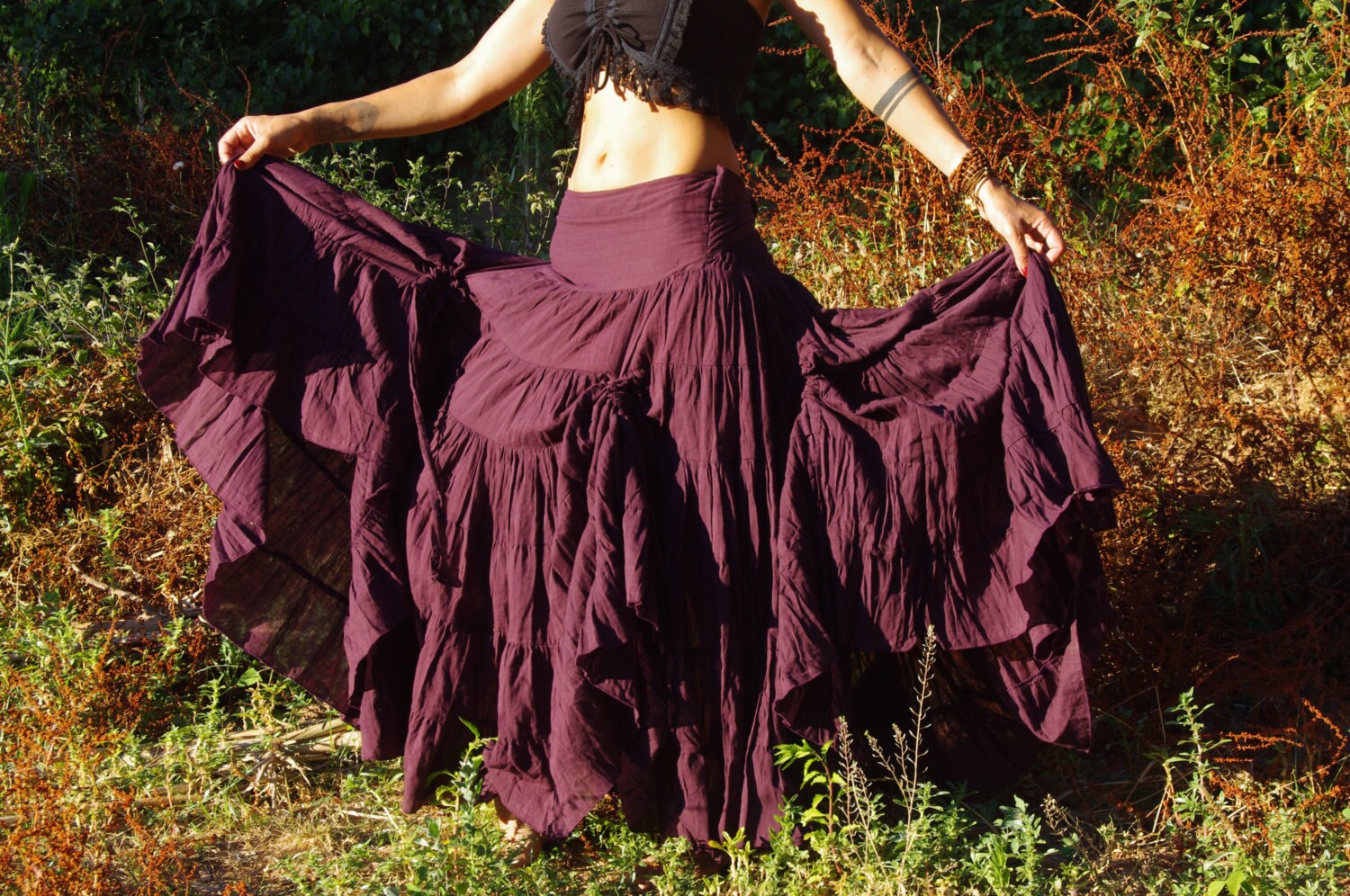 Jupe flamenco en coton, jupe longue bohème bohème - Etsy France