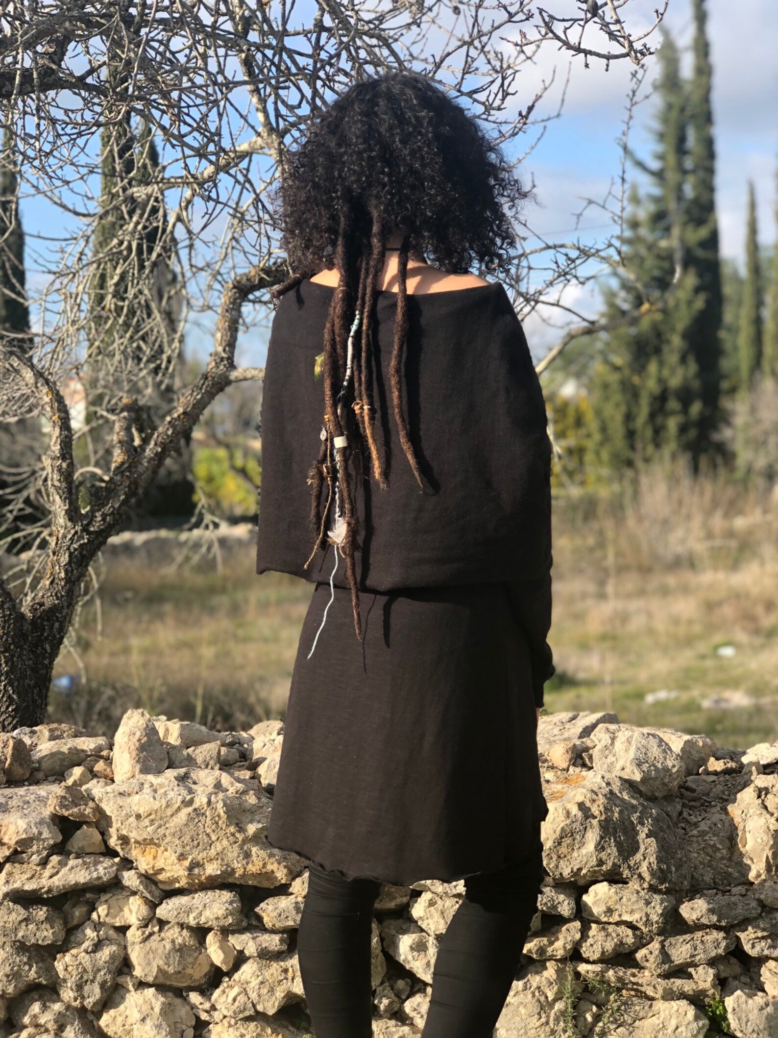 Fall Winter Hood Dress Cowl Neck Hood Dress Bohemian Dress | Etsy