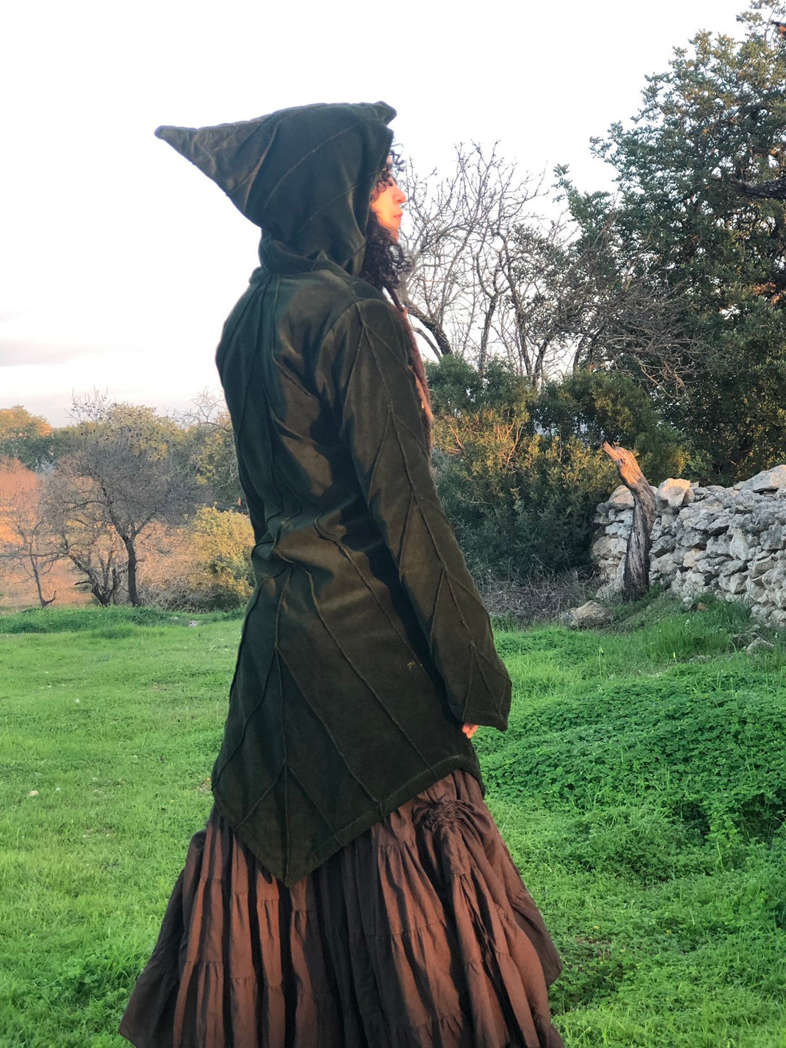 Long Pixie Leaf Hood Jacket Warm Winter Coat Fairy Jacket - Etsy