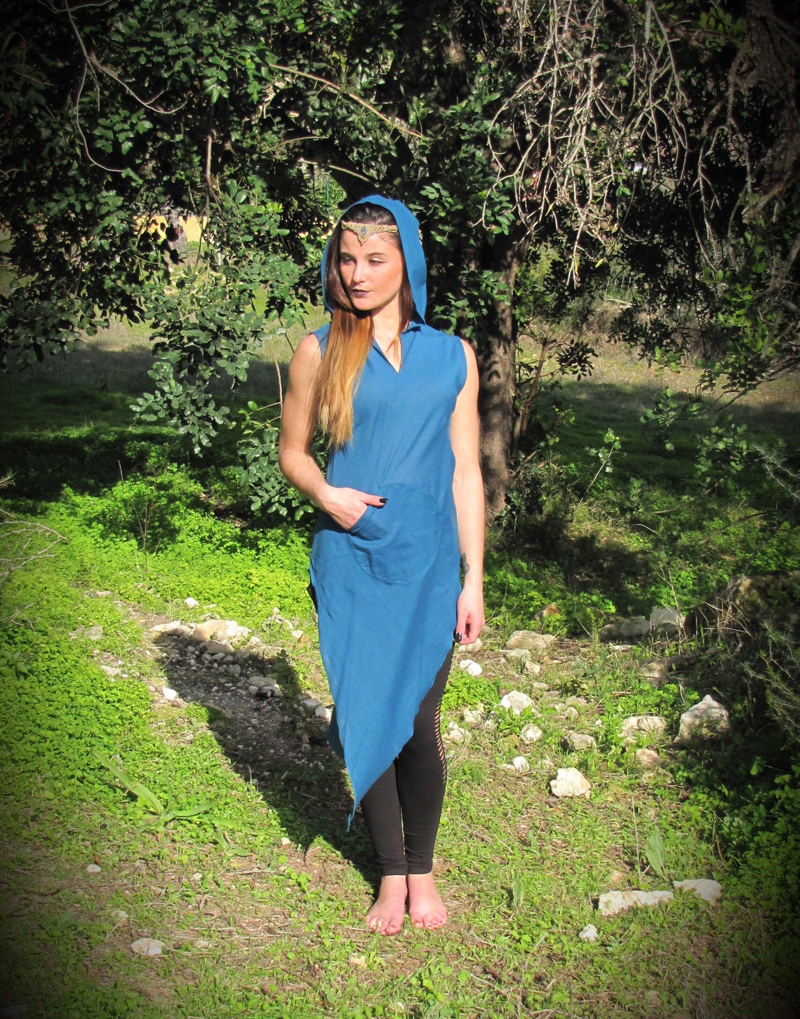 Fairy Pixie Blue Hoodie Elven Tunic Faerie Long Top Faerie | Etsy