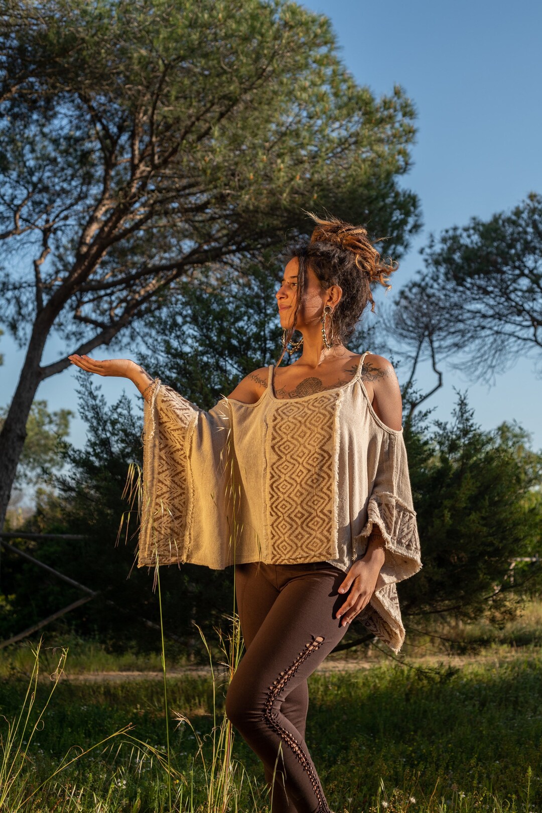 Tribal Top, Earthy Clothing, Festival Tank Top, Gypsy Top, Open ...