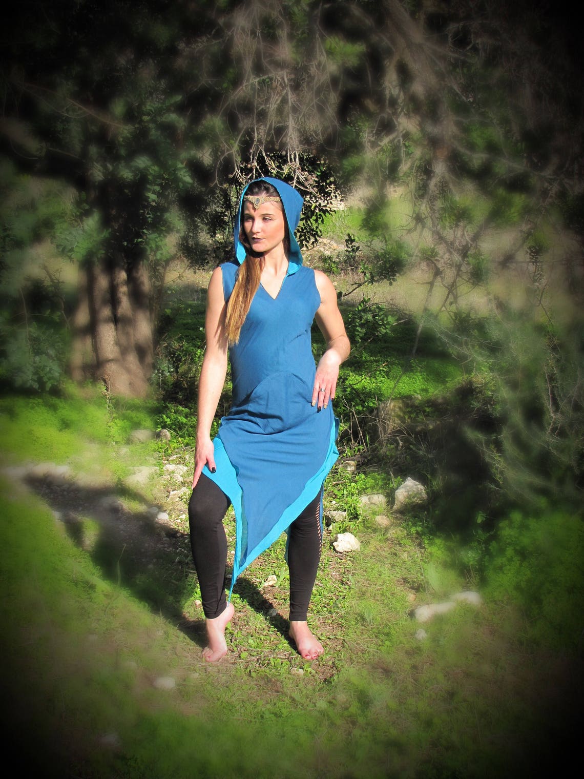 Pixie Hood Tunic Fairy Blue Tunic Dress Elf Hoodie Elven - Etsy