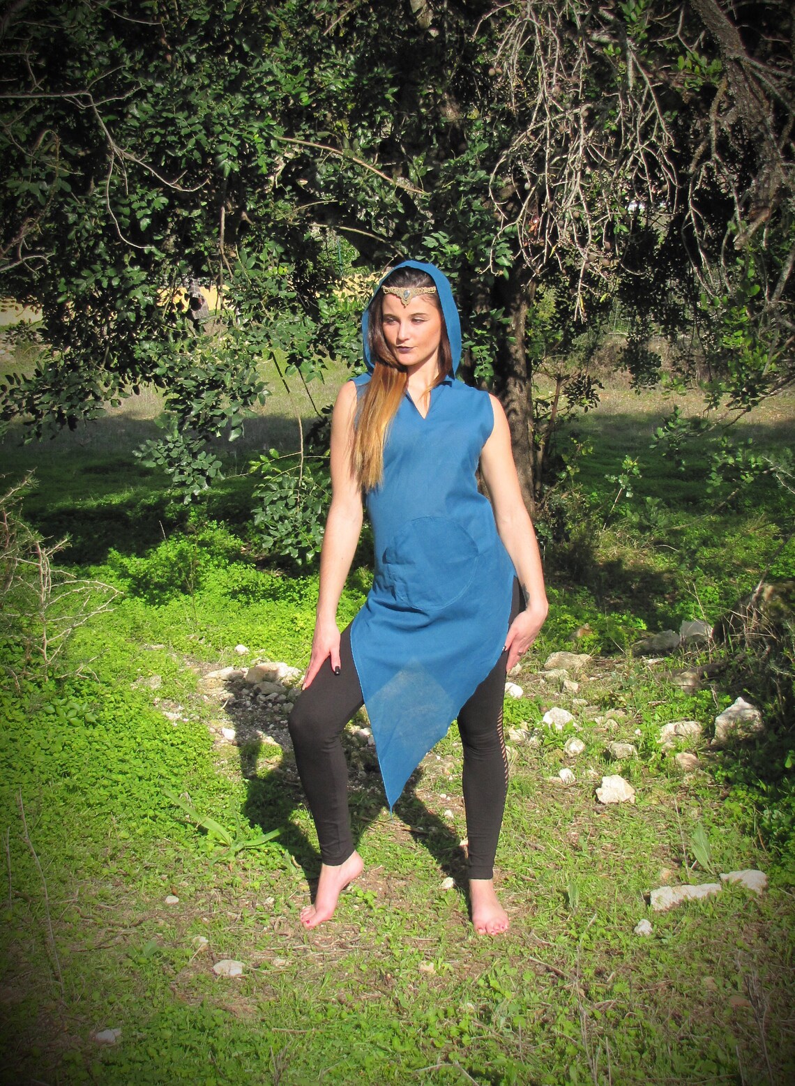 Fairy Pixie Blue Hoodie Elven Tunic Faerie Long Top Faerie | Etsy