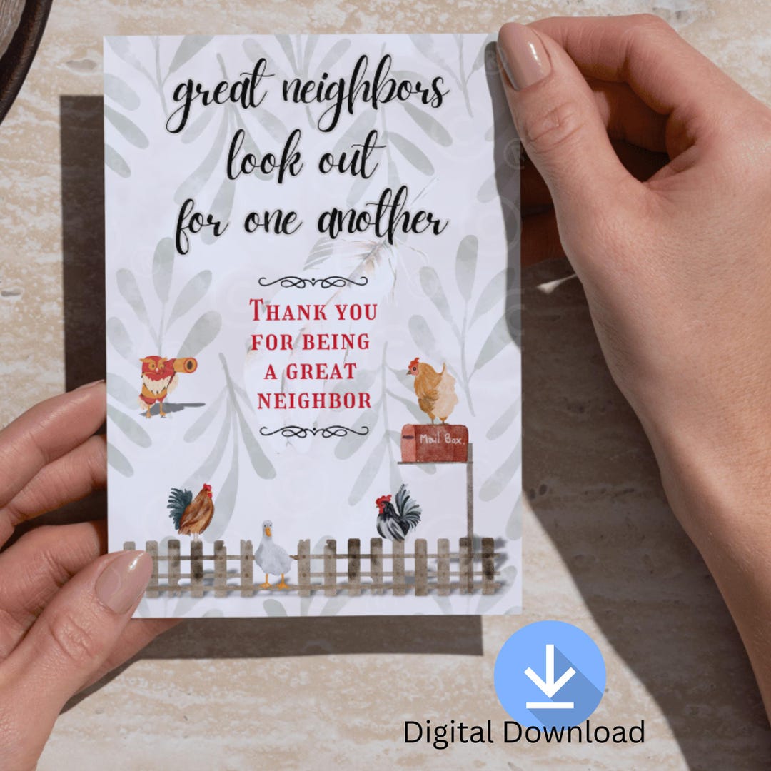 Neighbor Appreciation Card | Printable Digital Download - Etsy