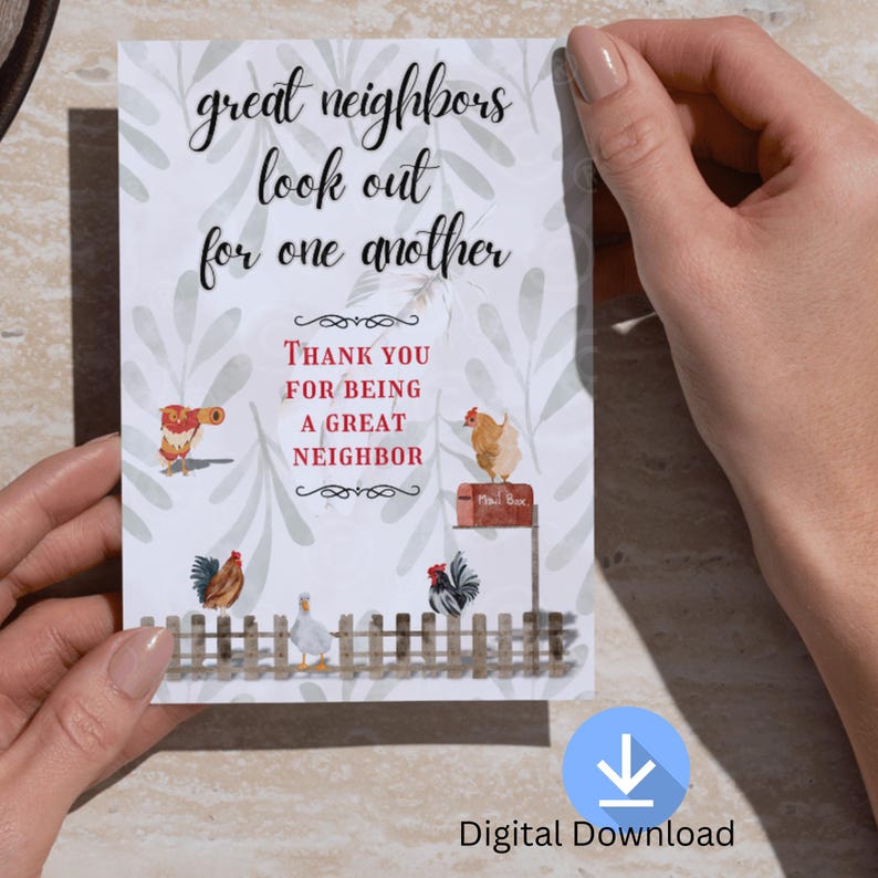 Neighbor Appreciation Card | Printable Digital Download - Etsy