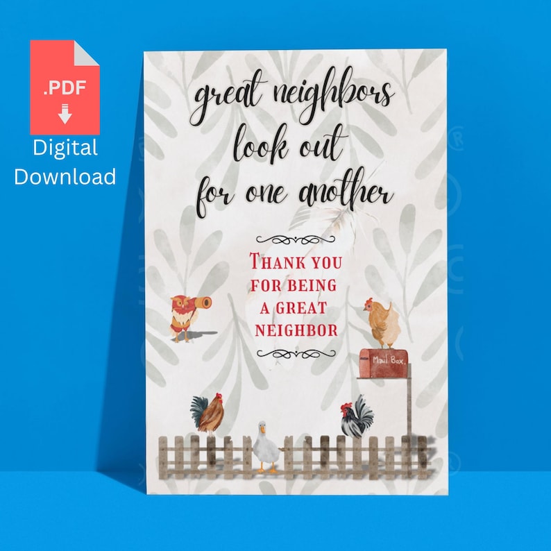 Neighbor Appreciation Card | Printable Digital Download - Etsy
