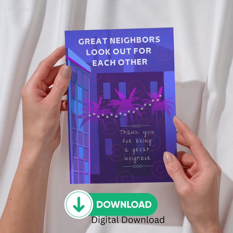 Neighbor Appreciation Card | Printable Digital Download - Etsy