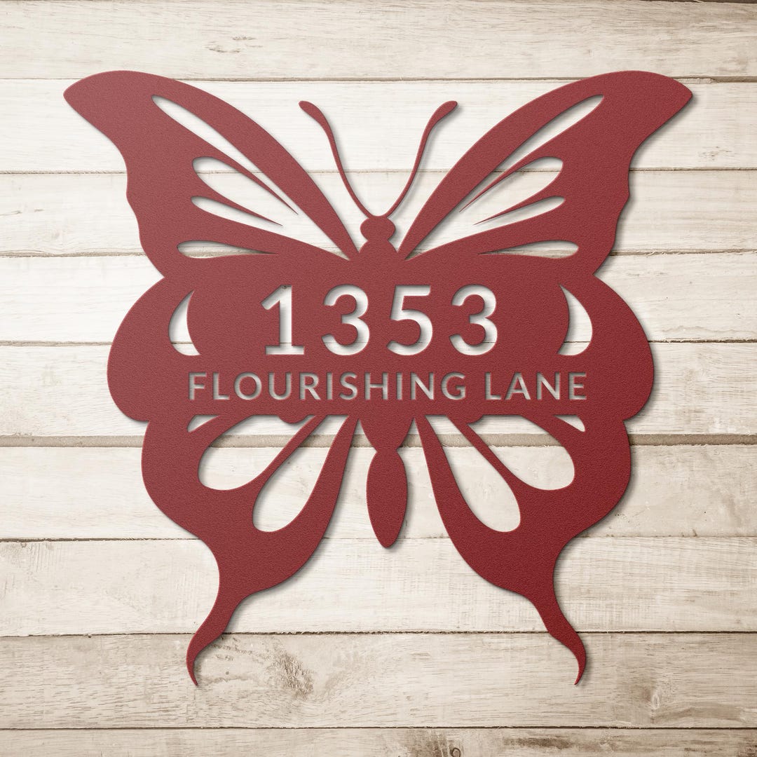 Butterfly Address Sign: 18-gauge Steel, Powder Coated, Indoor or ...