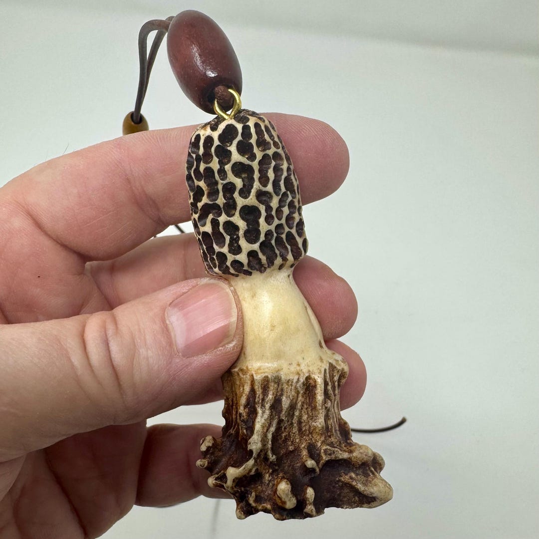 Morel Mushroom Carving, Whitetail Deer Antler, Rearview Hanger - Etsy
