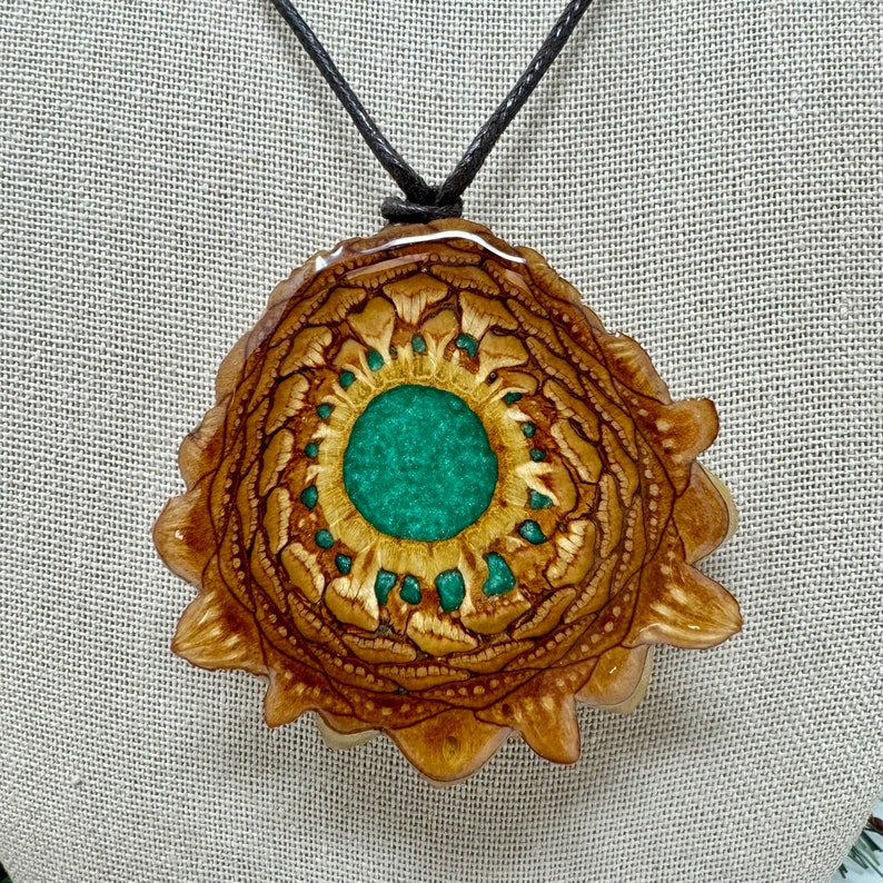 Pinecone Pendant Necklace, Turquoise Epoxy Inlay, Natural Designs ...