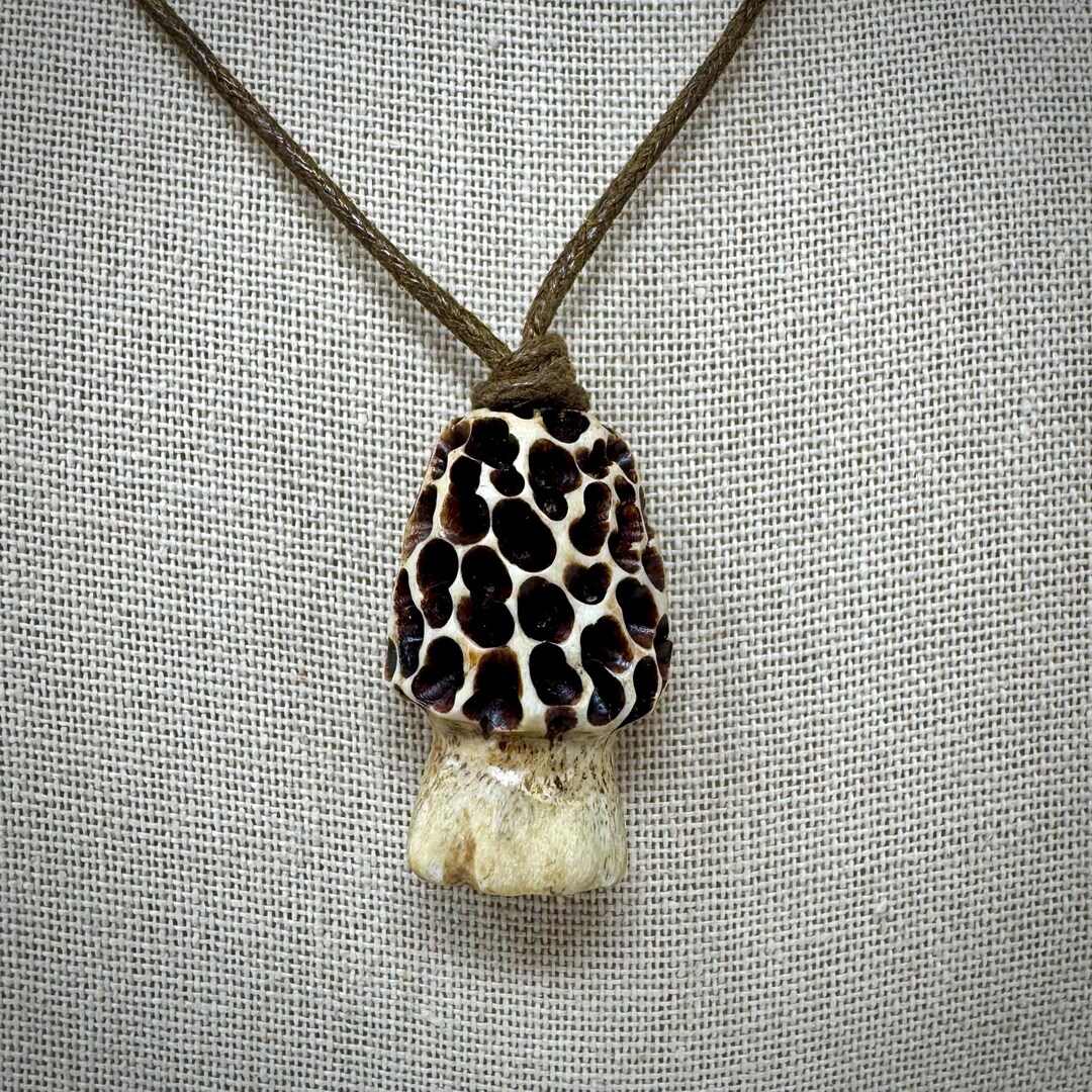 Morel Mushroom Carving, Whitetail Deer Antler, Necklace - Etsy