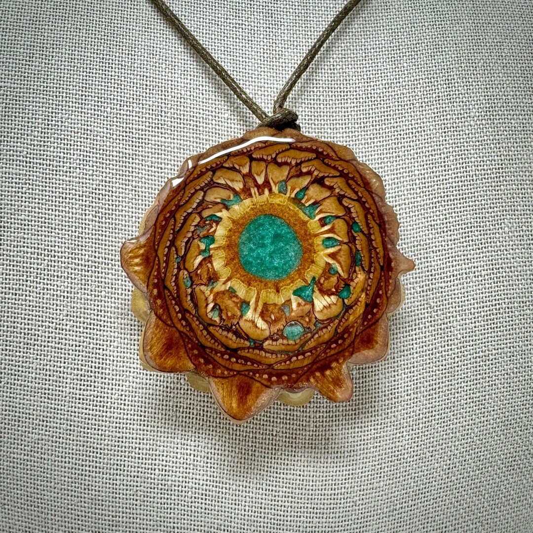 Pinecone Pendant Necklace, Turquoise Epoxy Inlay, Natural Designs ...