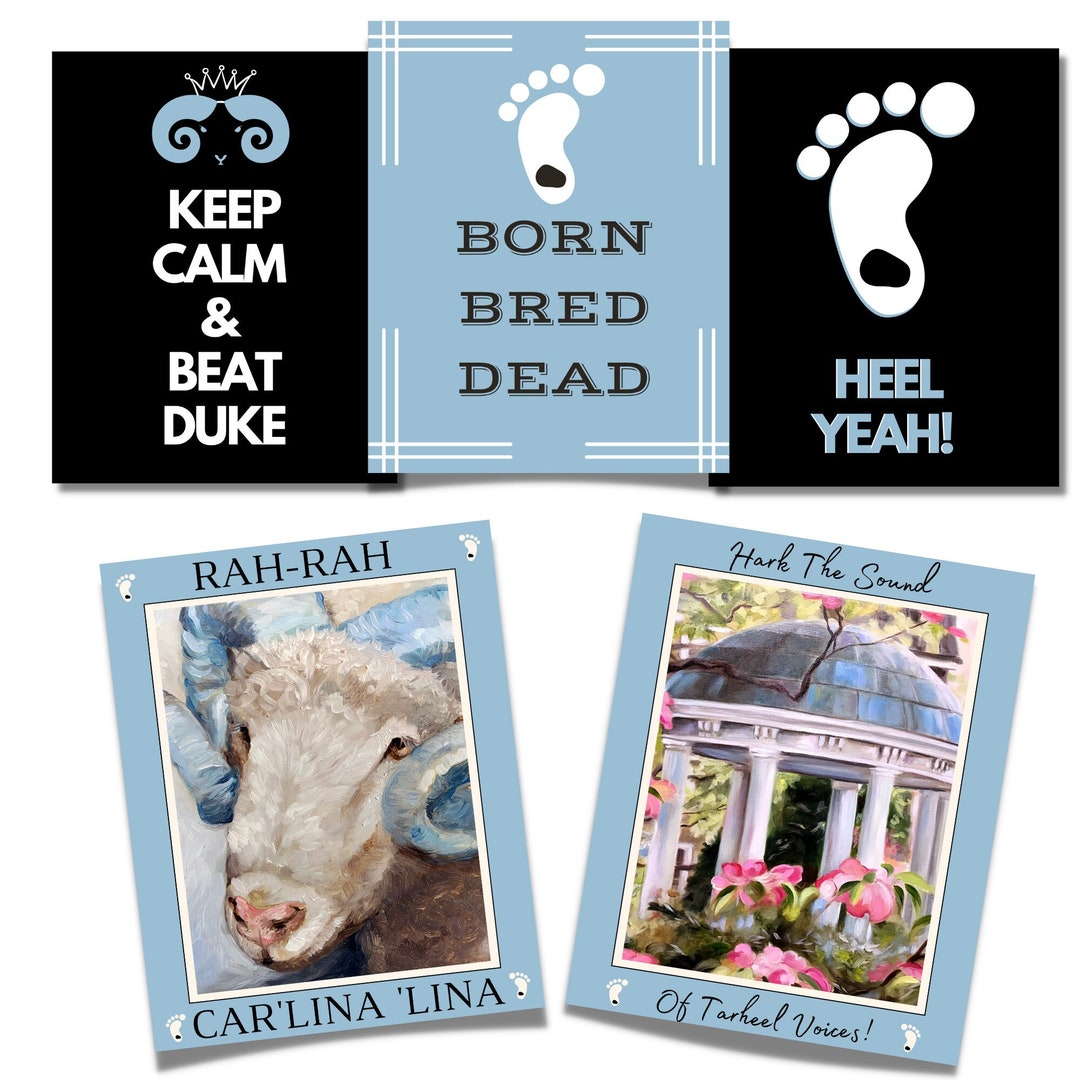 Digital Download Printable UNC Tarheel Art Prints and Greeting Cards ...