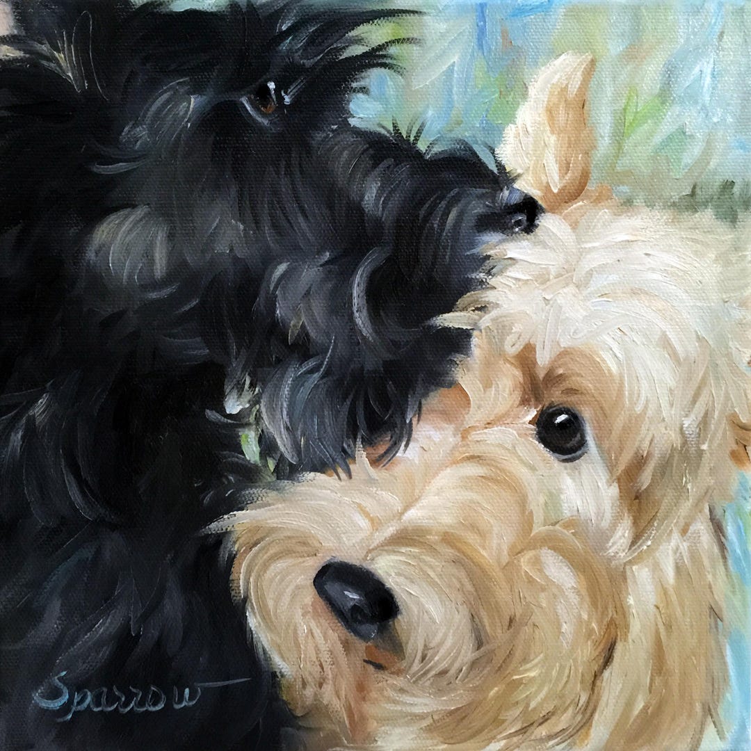Wheaten & Brindle Scottie Scottish Terrier Art CANVAS PRINT of Original ...
