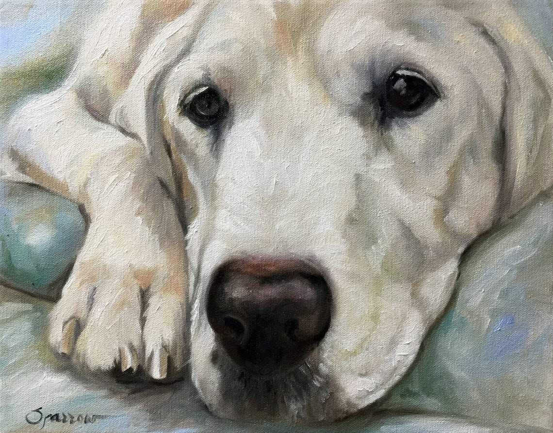 PRINT Yellow Lab Labrador Retriever Dog Portrait Art / Mary - Etsy