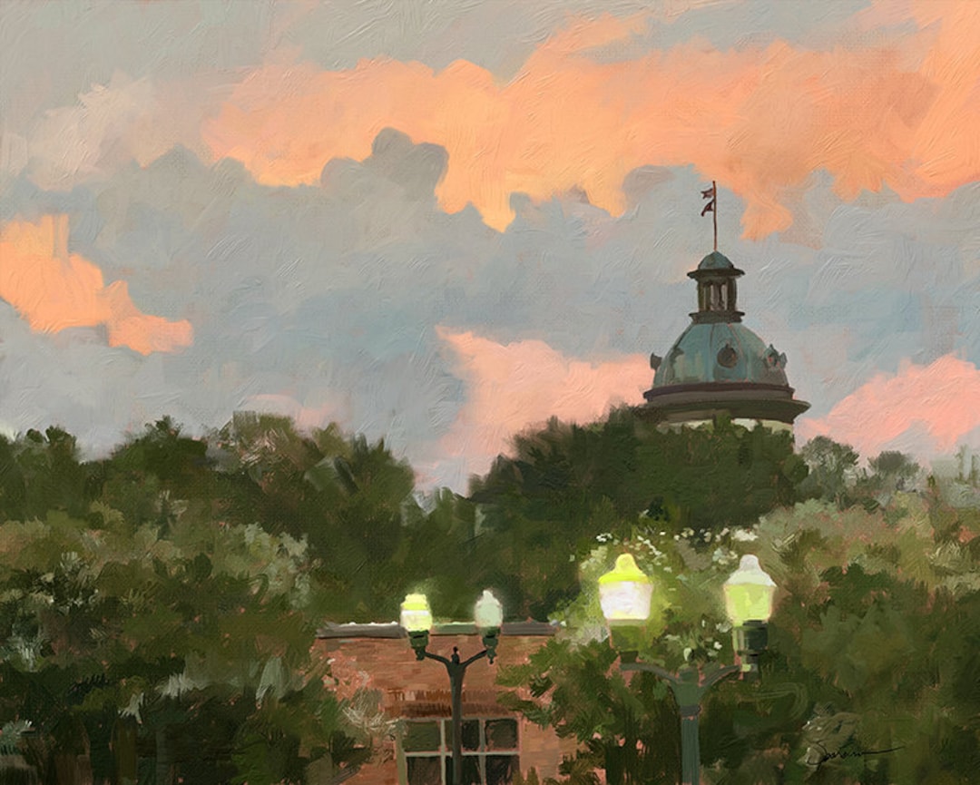South Carolina Art Print, Columbia SC Wall Art Print, Cloud Painting ...