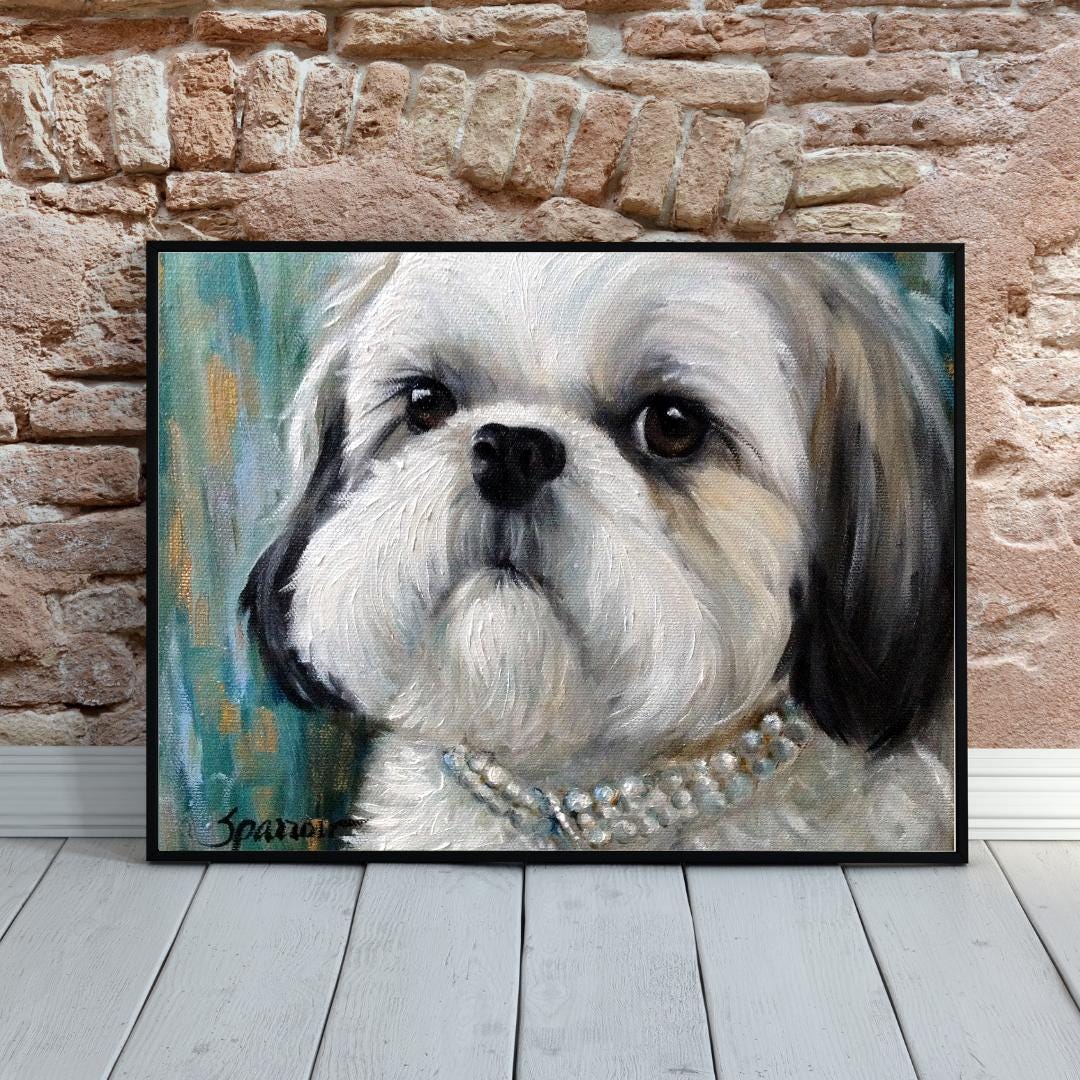 PRINT Shih Tzu Shitzu Puppy Dog Face Princess Portrait Art by Mary ...