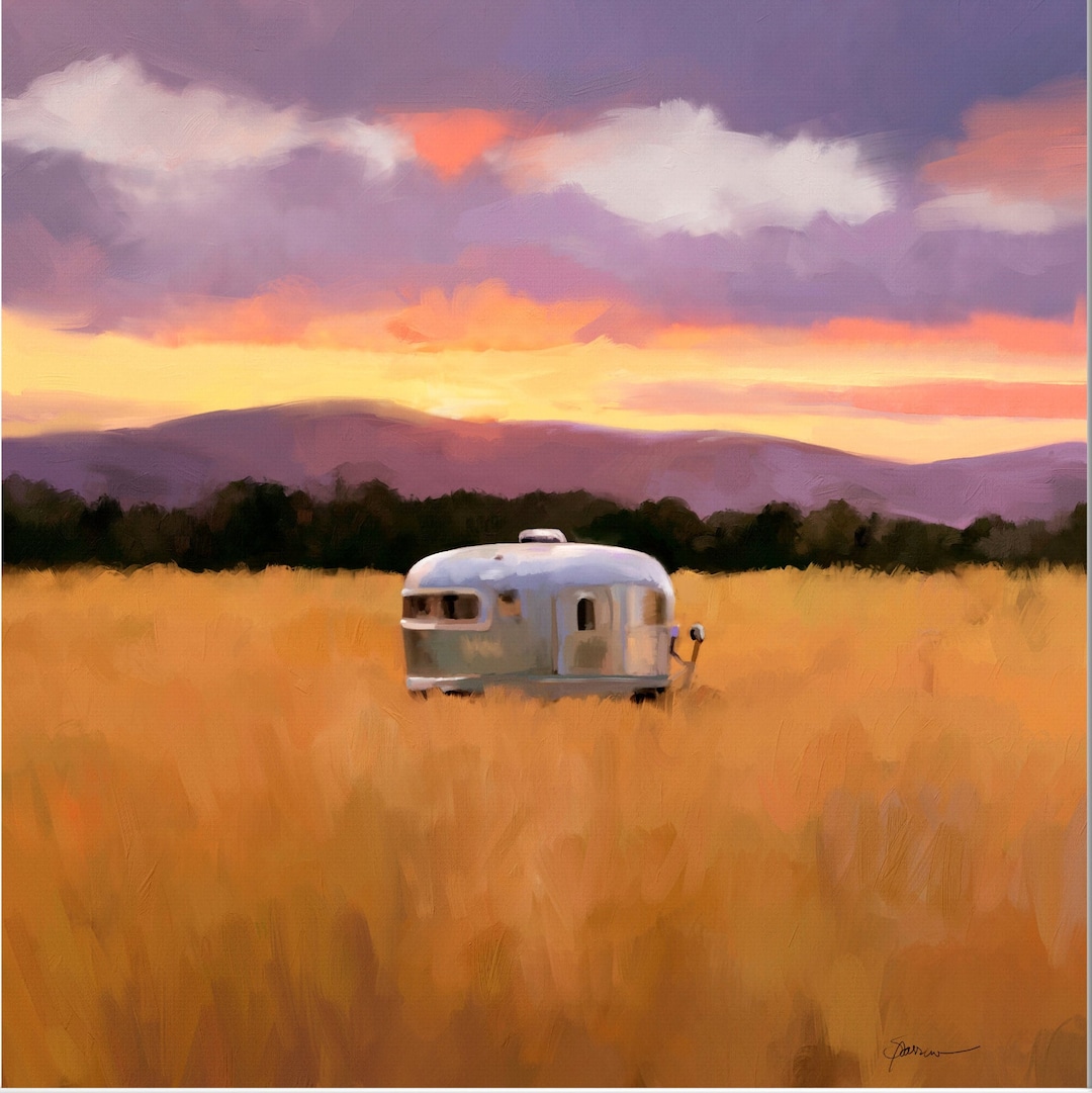 RV Airstream Camper Decor, Vintage Camper Painting, Art for Rv by Mary ...
