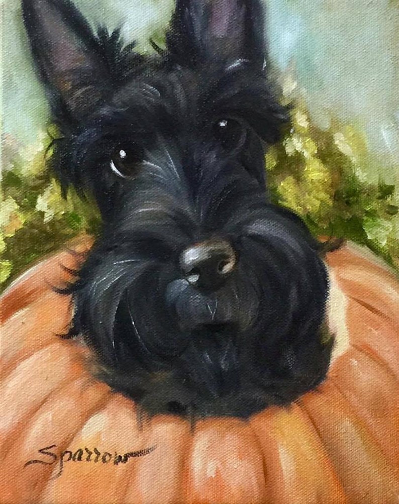 The Great Pumpkin Scotty Dog Wall Art Print Scottish Terrier Halloween ...