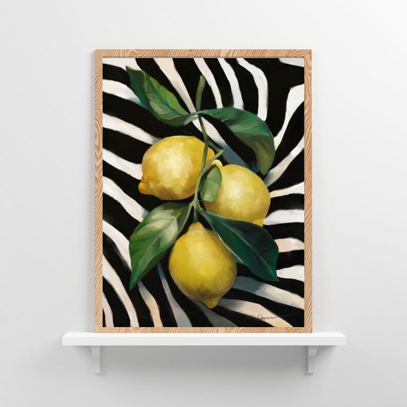 Lemon Print, Citrus Fruit Wall Art, Kitchen Decor, Botanical Painting ...