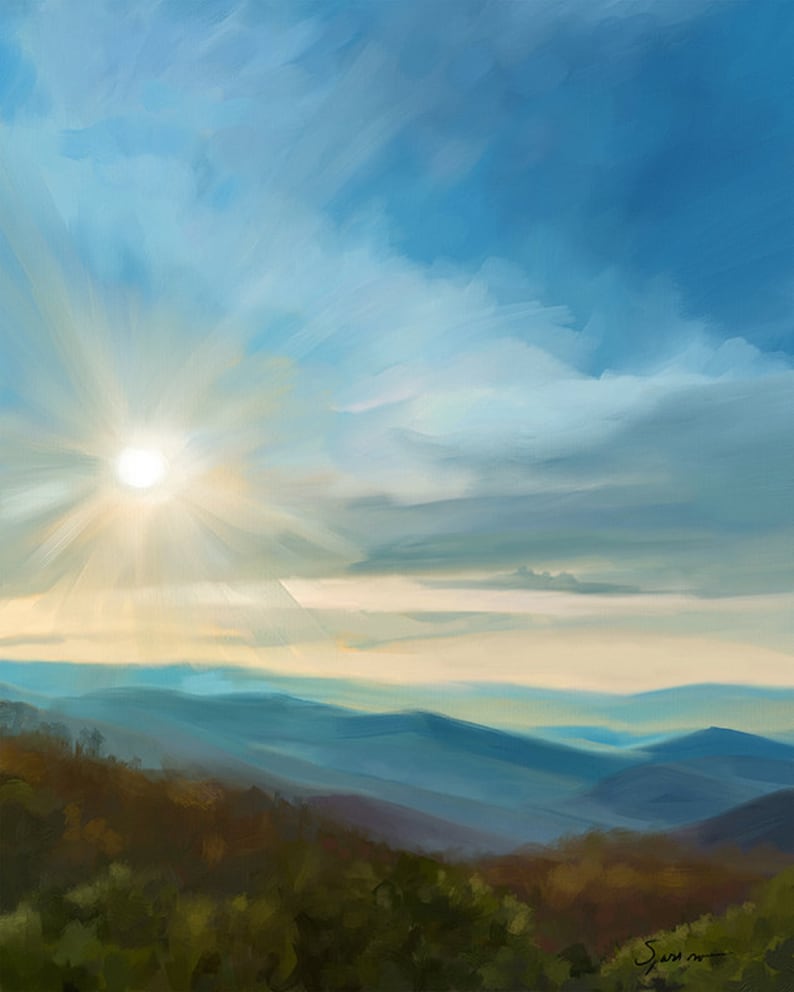 Blue Ridge Mountain Wall Art Print Mountainscape Mountain - Etsy