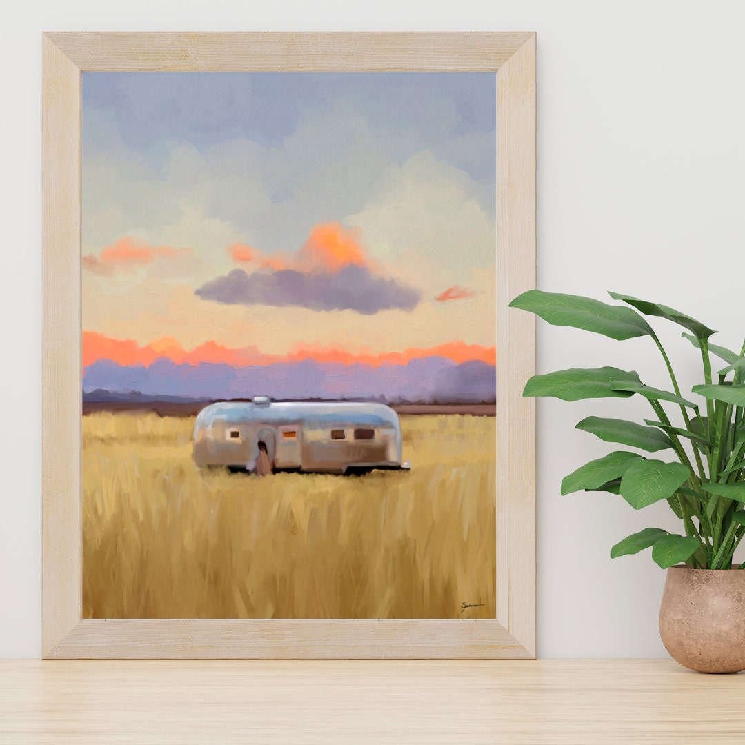 Airstream Camper Art Print | Vintage Travel Trailer Wall Decor | RV ...