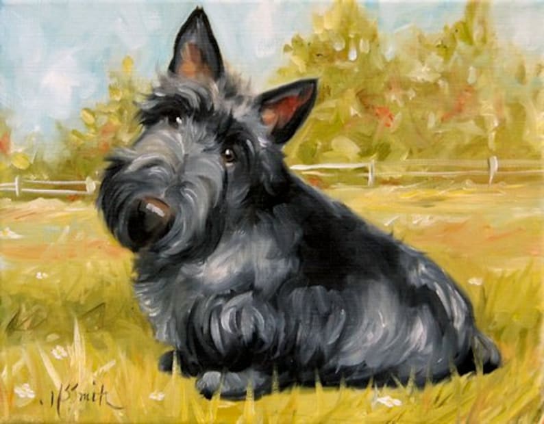 PRINT Scottish Terrier Scottie Dog Puppy Art Oil Painting / - Etsy