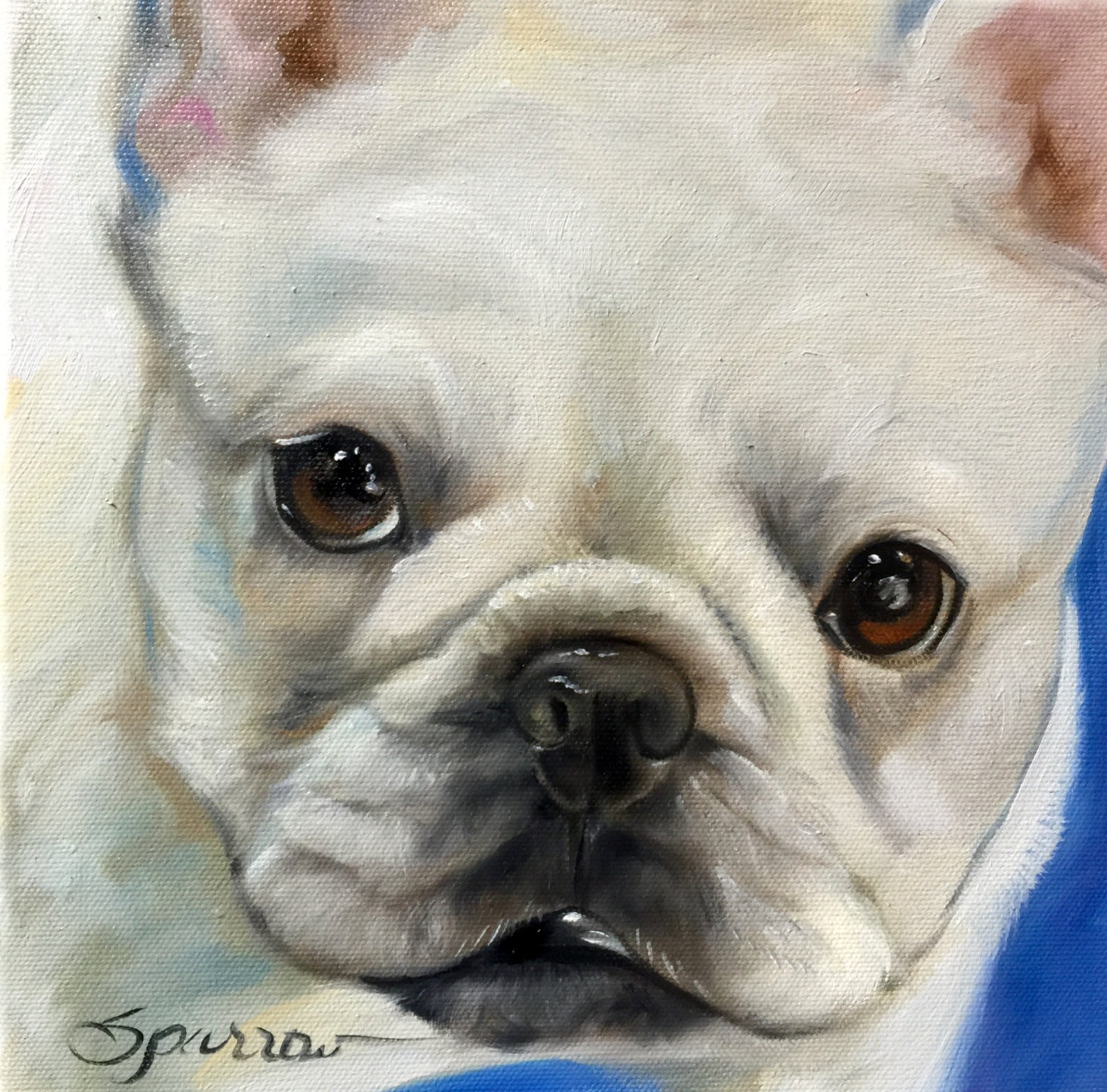PRINT OF ORIGINAL French Bulldog Frenchie Oil Pet Portrait Dog | Etsy