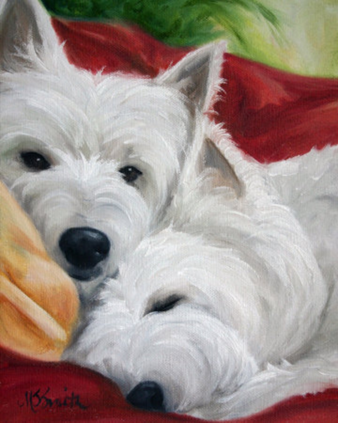 PRINT Westie West Highland Terrier Dog Art Oil Painting / Mary Sparrow ...